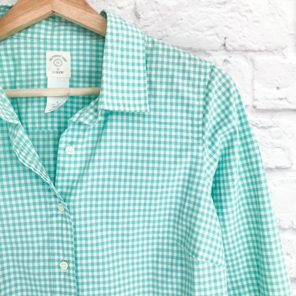 J. Crew | Tops | J Crew Perfect Shirt In Medium Gingham | Poshmark